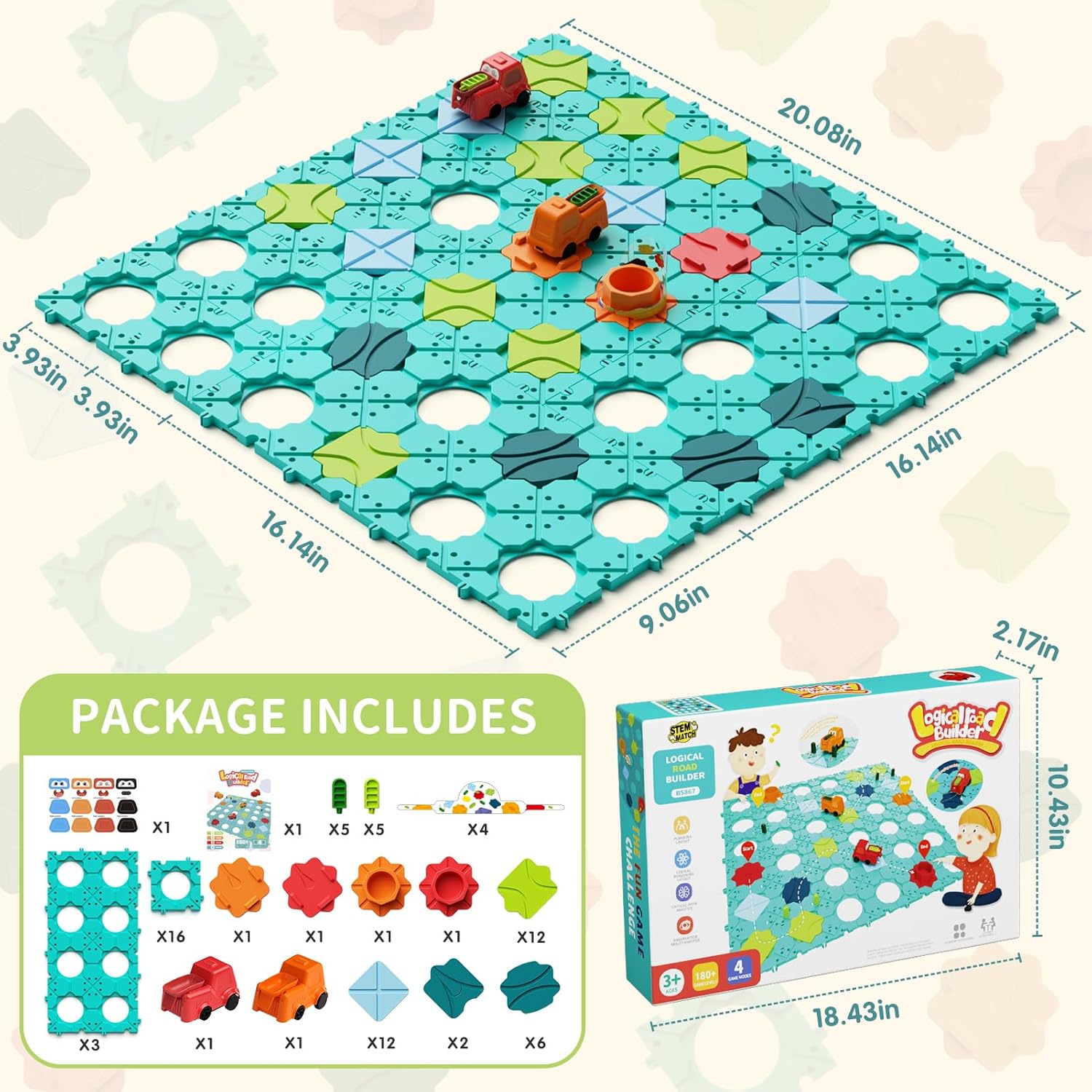 Joc de masa pentru copii 4-7 ani, puzzle, logica, constructie de drum ...